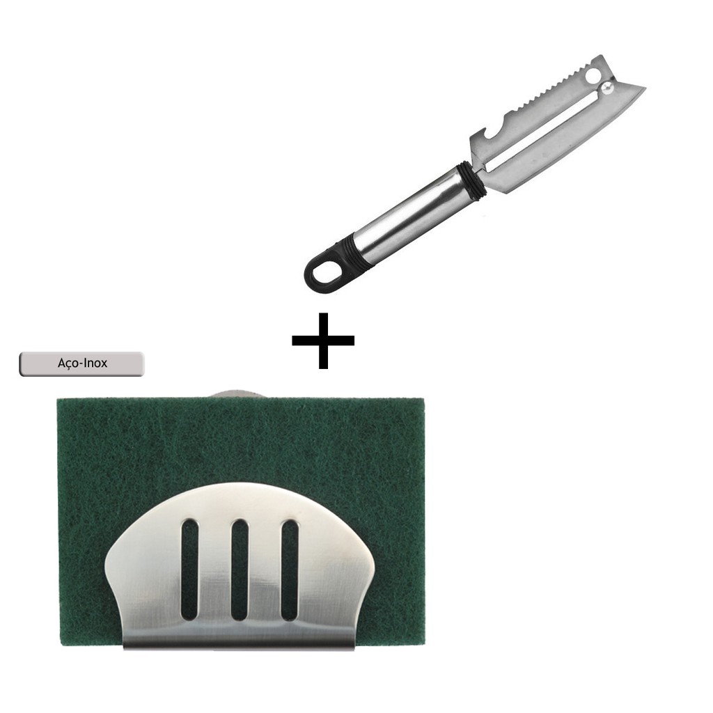 Suporte Porta Esponja Inox - Pia - Ventosa - Round + Ralador - Shell ...