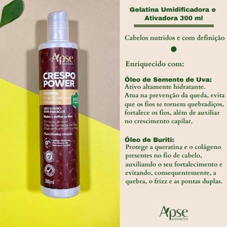 Kit Apse Crespo Power - Creme de Pentear 1 litro + Gelatina Ativadora 500ml ( Tamanho ...
