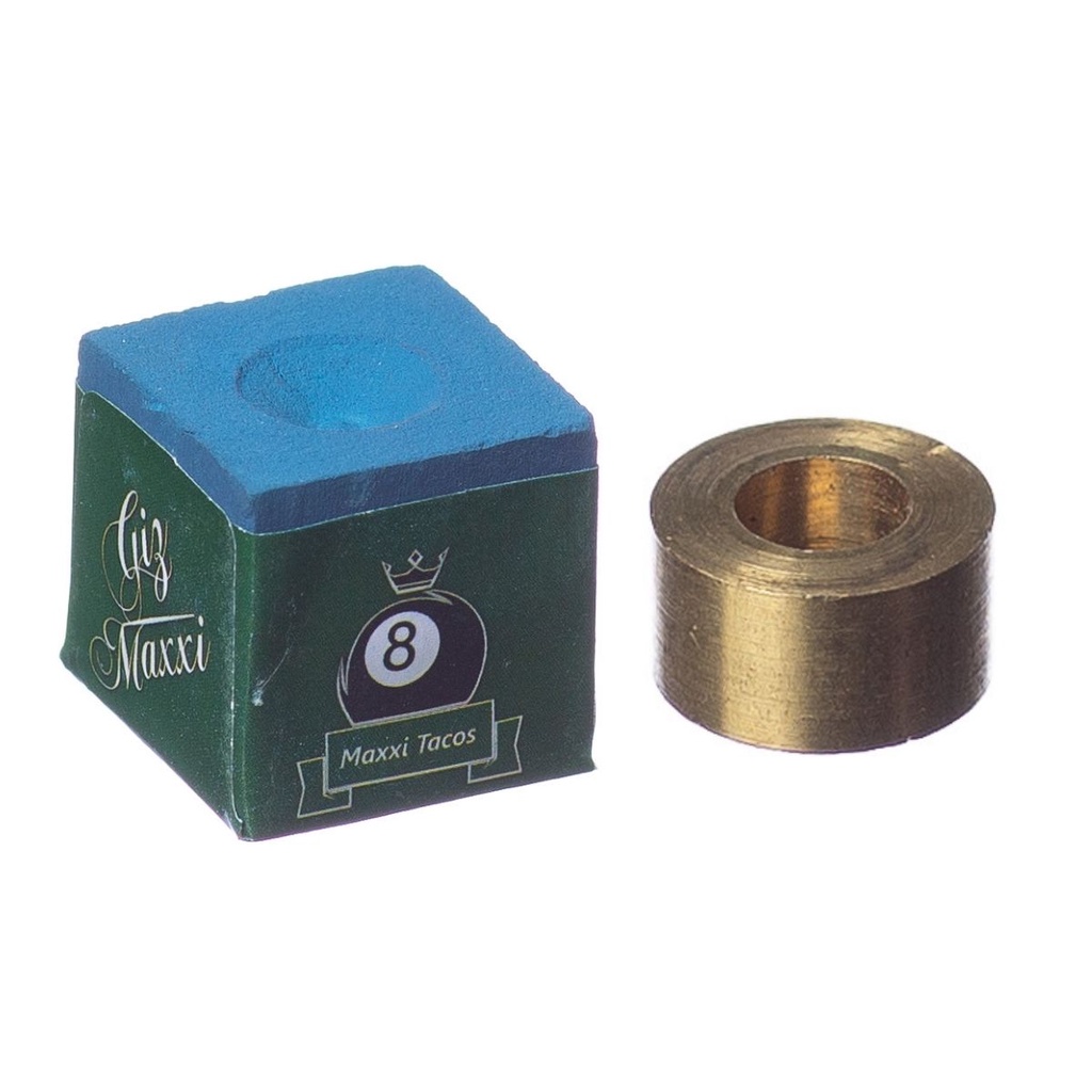 Kit 1 Giz Maxxi Azul + 1 Virola de Metal Para Tacos de Sinuca e Bilhar ...