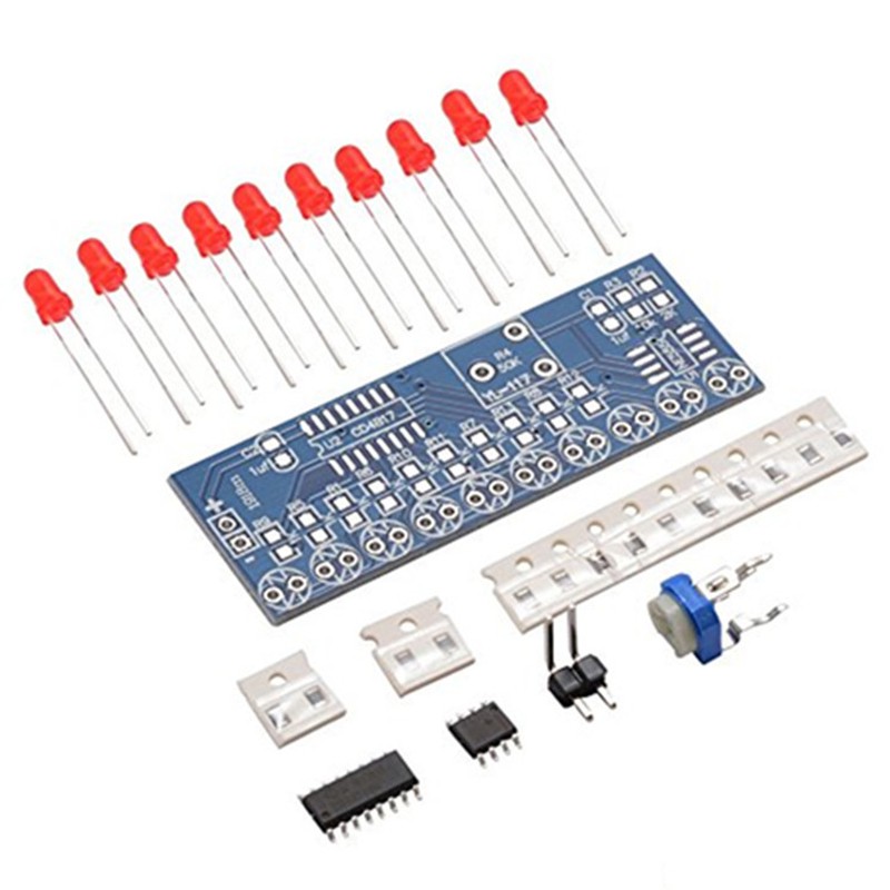 1 Pcs NE555 + CD4017 Run LED Stream Lâmpada kit De Produção Eletrônica ...