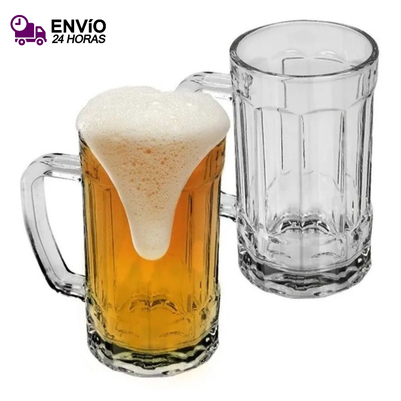 Caneca De Chopp Com Duas Unidades Caneca Cerveja Caneca De Vidro 340ml | Shopee Brasil
