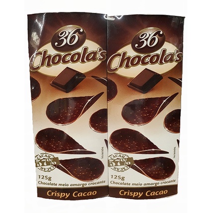 Chips De Chocolate Meio Amargo 36 Chocola's Crispy Choc kit com 2 unidades de 125g | Shopee Brasil