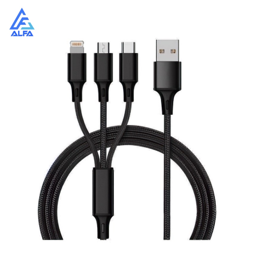 Cabo de Dados 3 em 1 Micro Usb V8/Tipo C/iPhone Carregador Original | Shopee Brasil