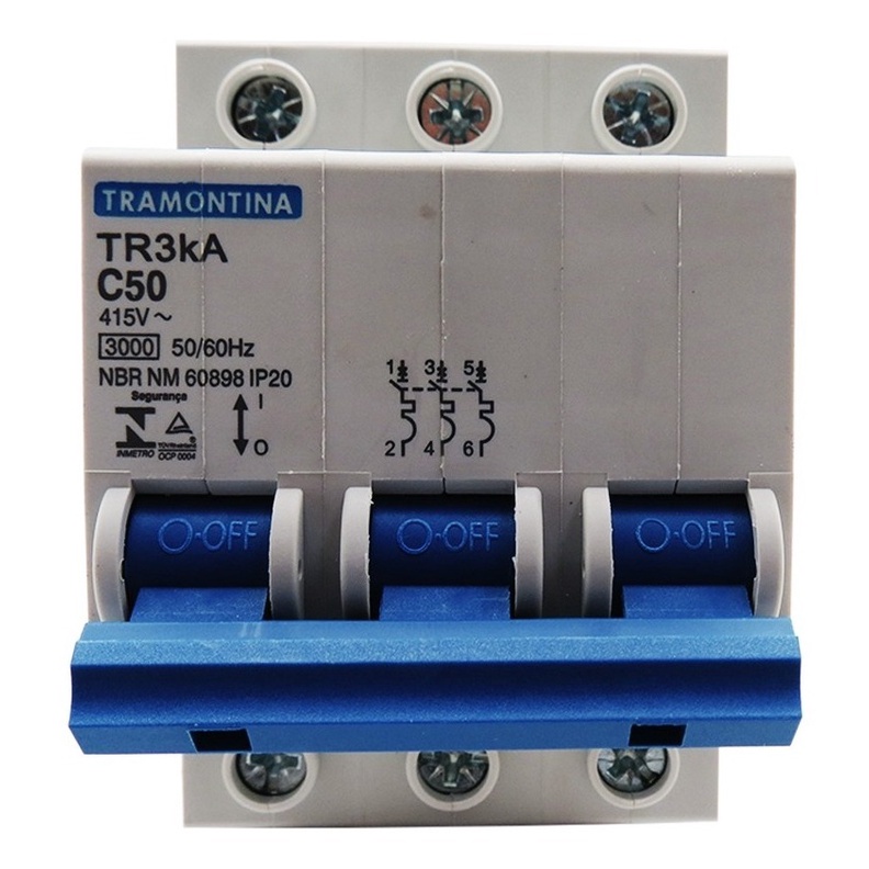 Disjuntor Trifasico Tripolar 50A Din Curva C Tramontina | Shopee Brasil