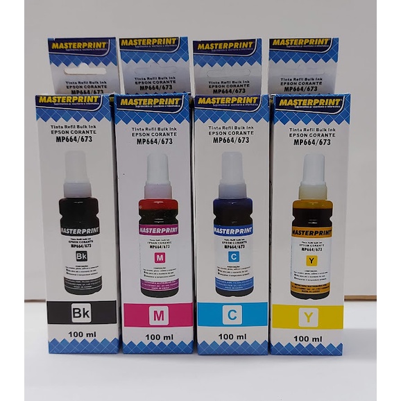 Kit - Tinta Epson Bulk Ink 4 Cores Refil 100ml Kit MP664 673 ...