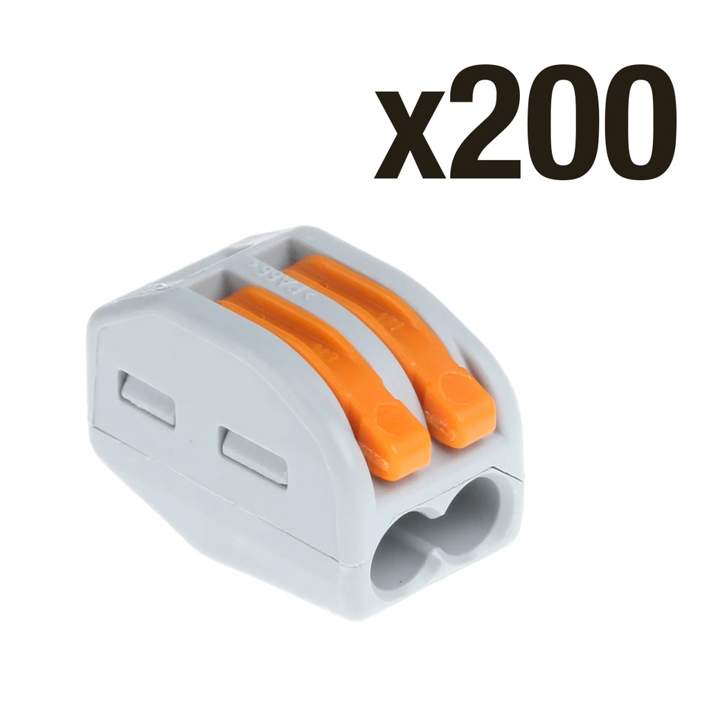 Kit 200 Conector Wago Compacto Emenda 2 Fios Modelo 222-412 | Shopee Brasil