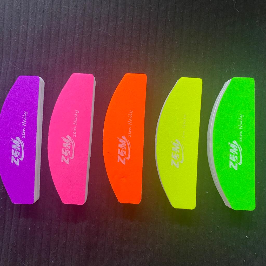 KIT C/10 Mini Lixa Buffer Neon ZEM Bumerangue Fecha Poros Colorido ...