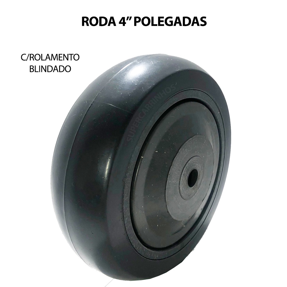 Roda para Carrinho de Supermercado 4" Polegadas com rolamento Blindado ...