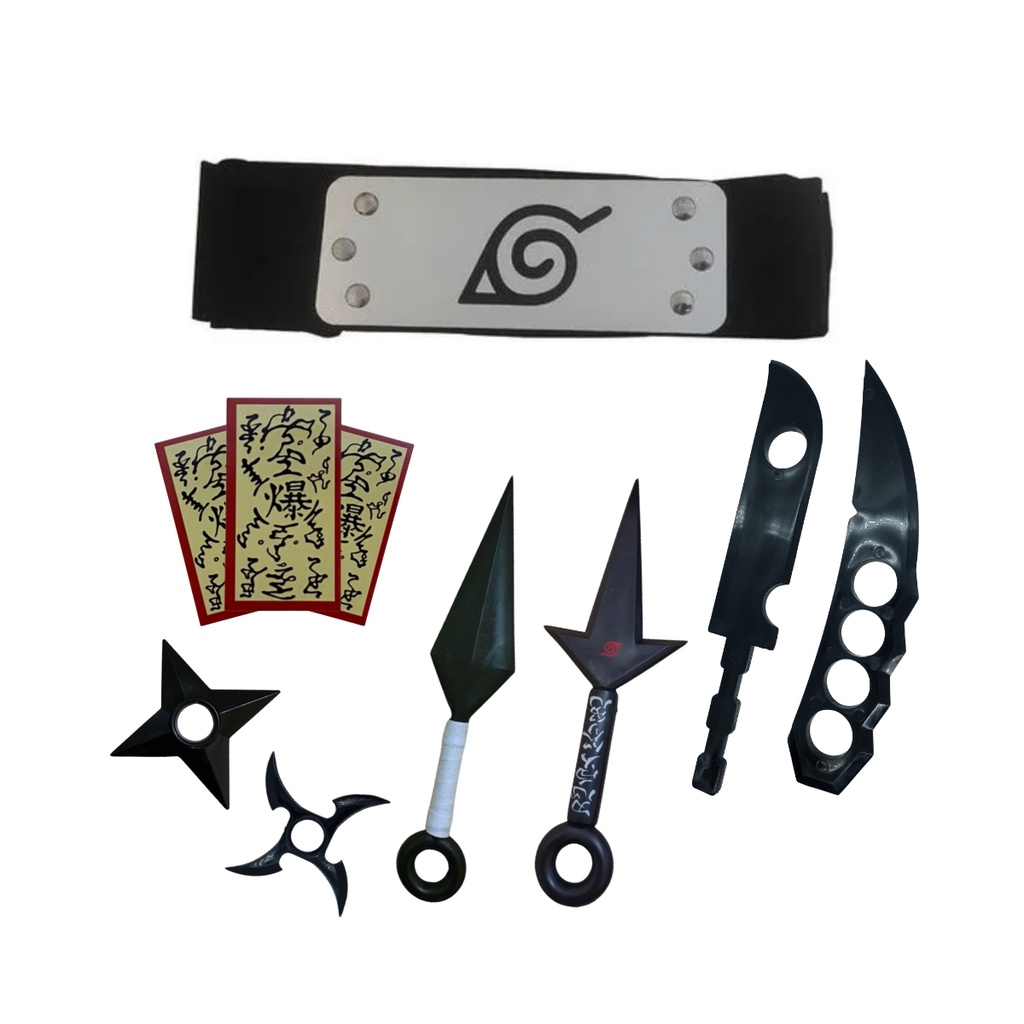 Mega Kit Naruto com Bandana Aldeia da Folha Infantil + Kunai + Kunai ...