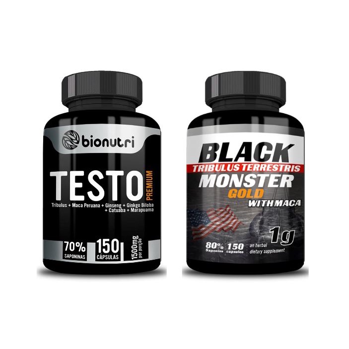 Kit Testo Premium 150 Cápsulas 1500MG + Black Monster 1G 150 Cápsulas ...