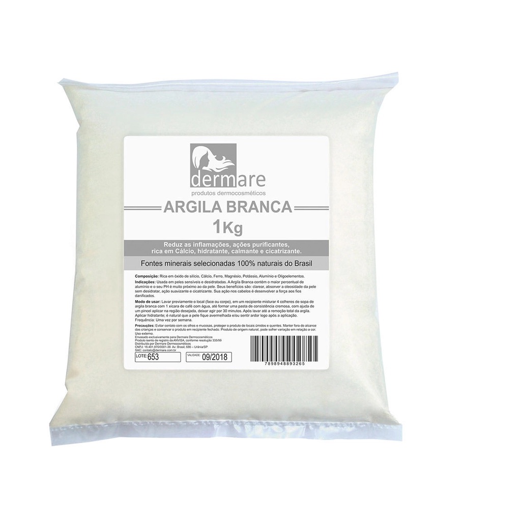 Argila Branca 1KG - Dermare | Shopee Brasil