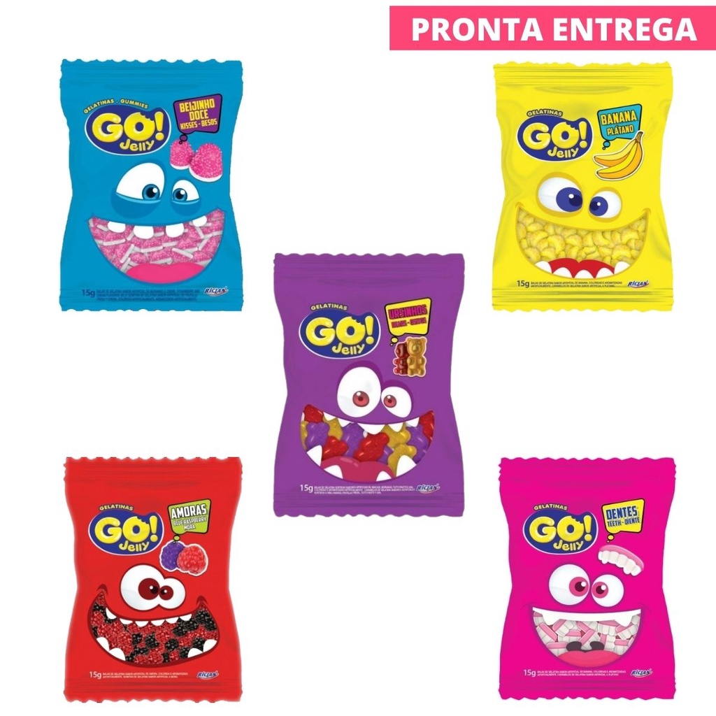 Bala de Gelatina Go Jelly (Sabores variados) 15g cada | Shopee Brasil