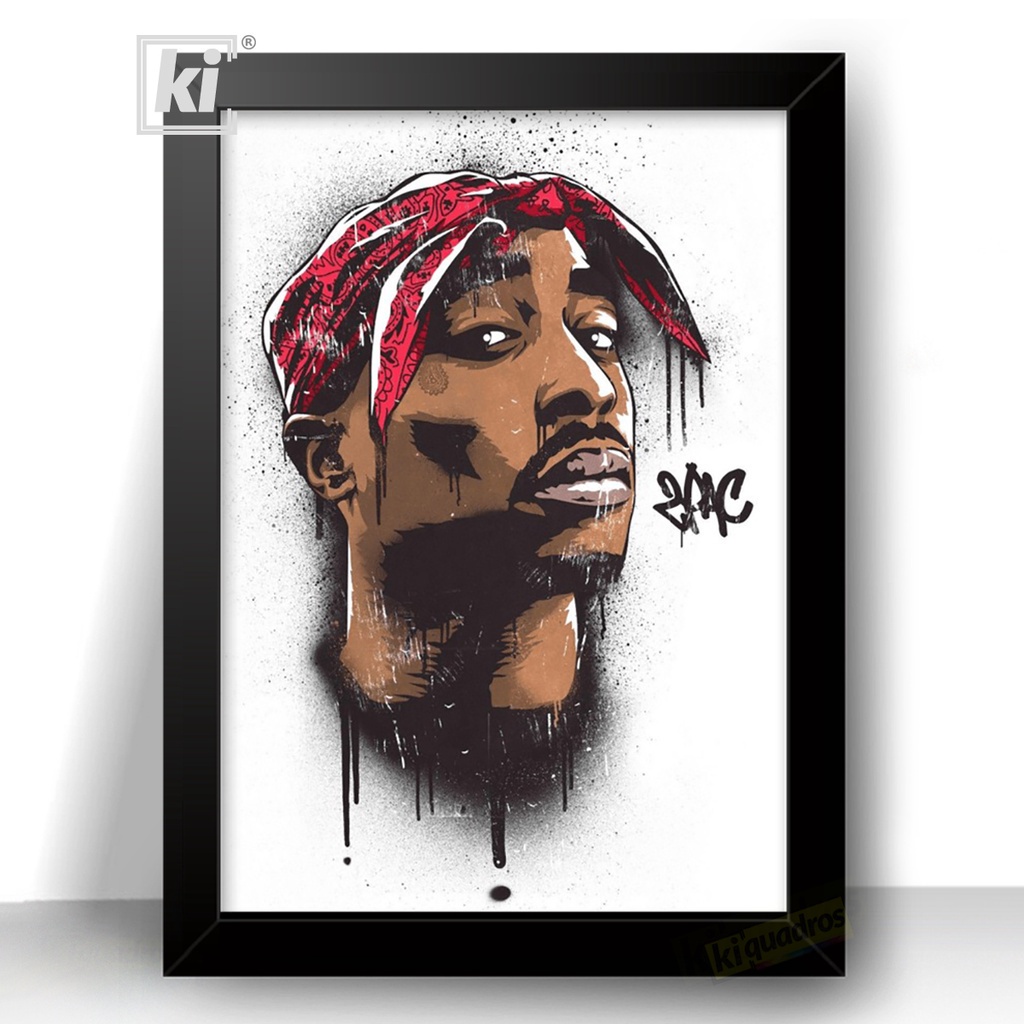 Quadro Grafit Tupac Shakur Rap com moldura 44cm | Shopee Brasil