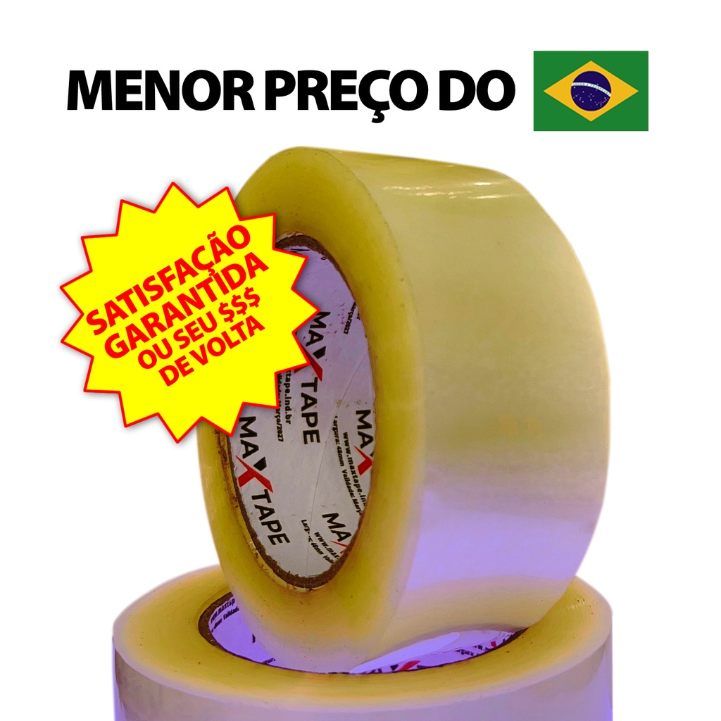 Fita adesiva para embalagem 150 / 100 / 50m (transparente e marrom) - MaxTape | Shopee Brasil