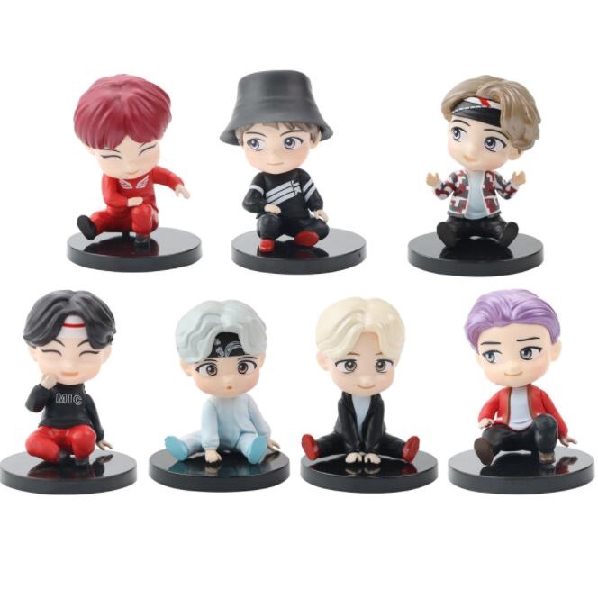 7pcs/Conjunto bts bt21 tinytan mini Figura bangtan Meninos Grupos anime ...