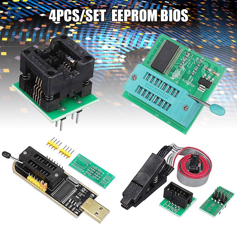 Eeprom Bios Usb Programmer Ch341A + Clipe Soic8 + Adaptador 1.8 V + Kit Adaptador Soic8 ...