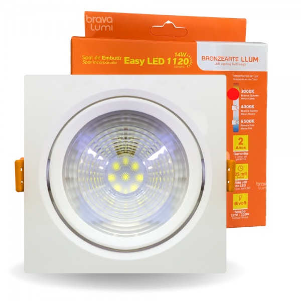 Spot Led Quadrado de Embutir Easy 14W Bivolt Llum | Shopee Brasil