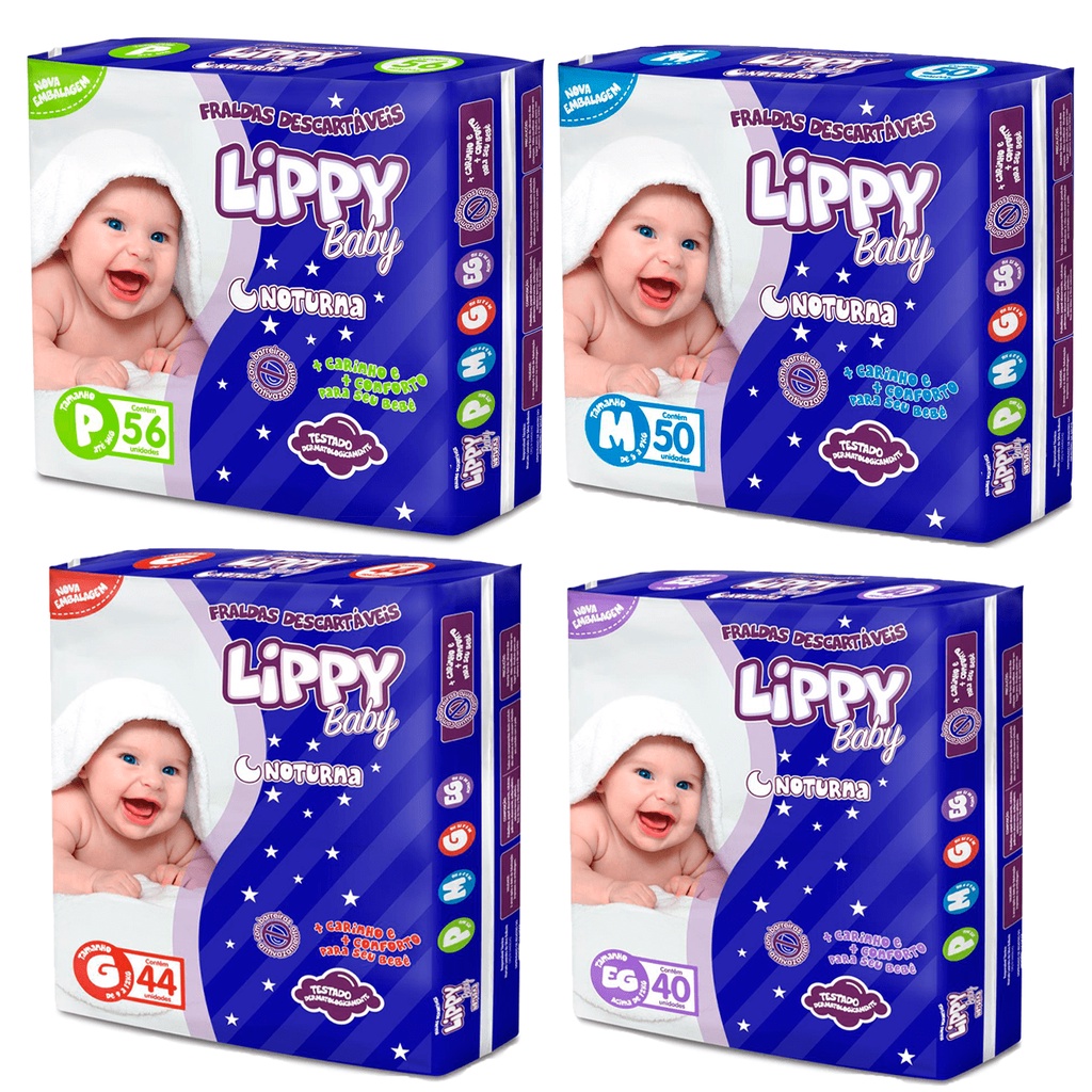 Fralda Infantil Lippy NOTURNA P/M/G/EG Direto Da Fábrica | Shopee Brasil