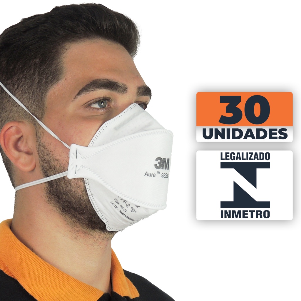 Máscara 3m Aura 9320+br Pff2 N95 Respirador S/ Válvula 30 Un | Shopee Brasil