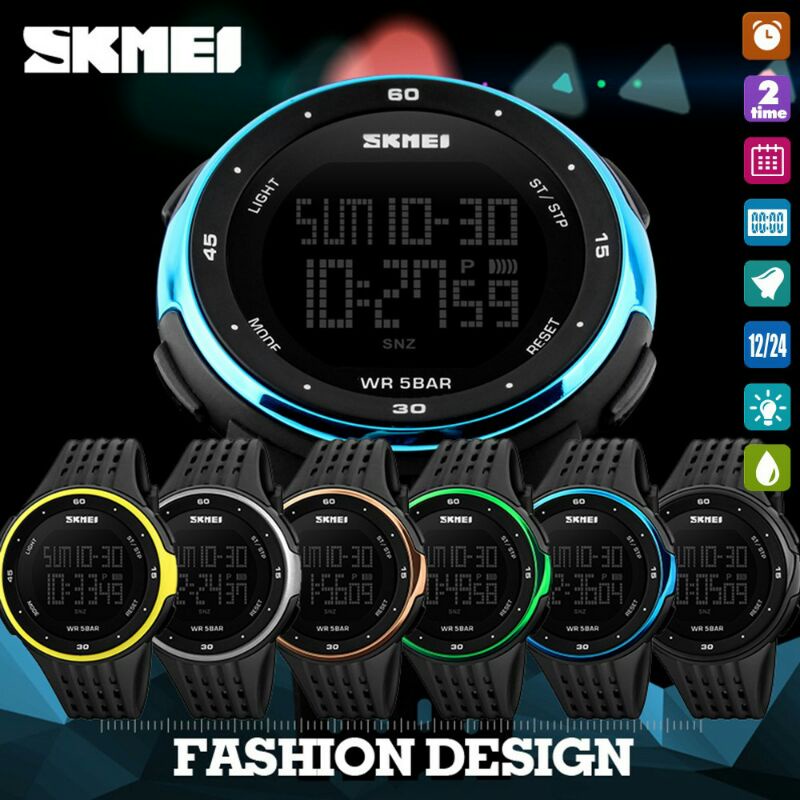 Skmei 1219 Relógio Masculino Feminino de Pulso Digital Esportivo Academia Alarme Luz Led ...