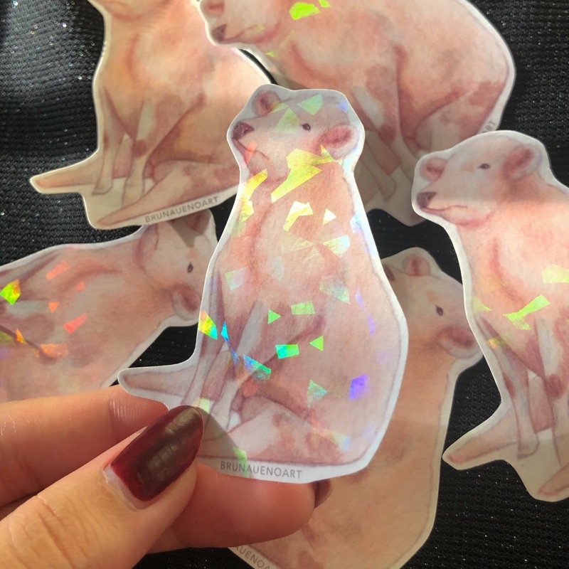 Adesivo holográfico Vaquinha Sentada com arte autoral | Artesanal ...