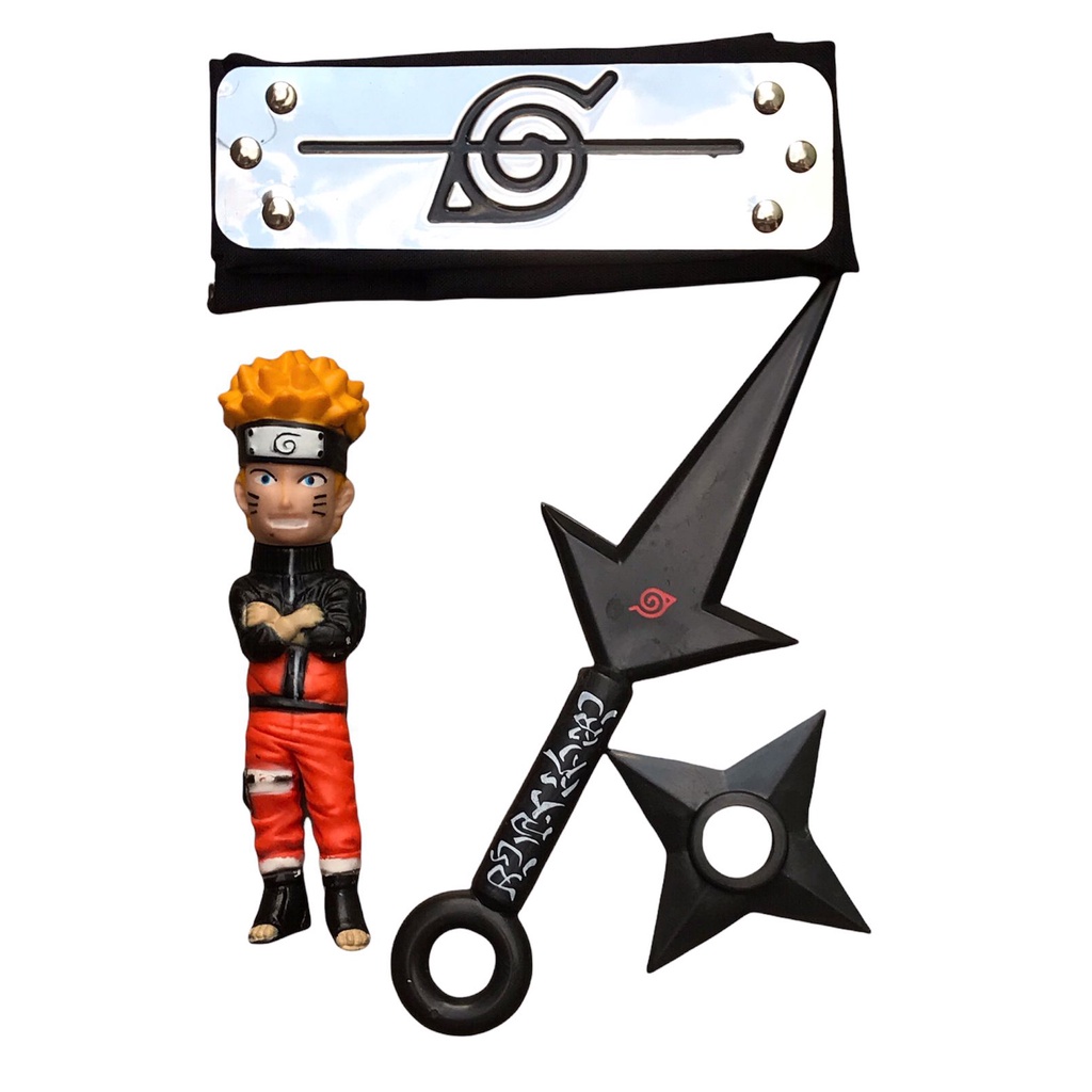 KIT Naruto Shippuden + Bandana Ninja Renegado + Kunai Minato e Shuriken ...