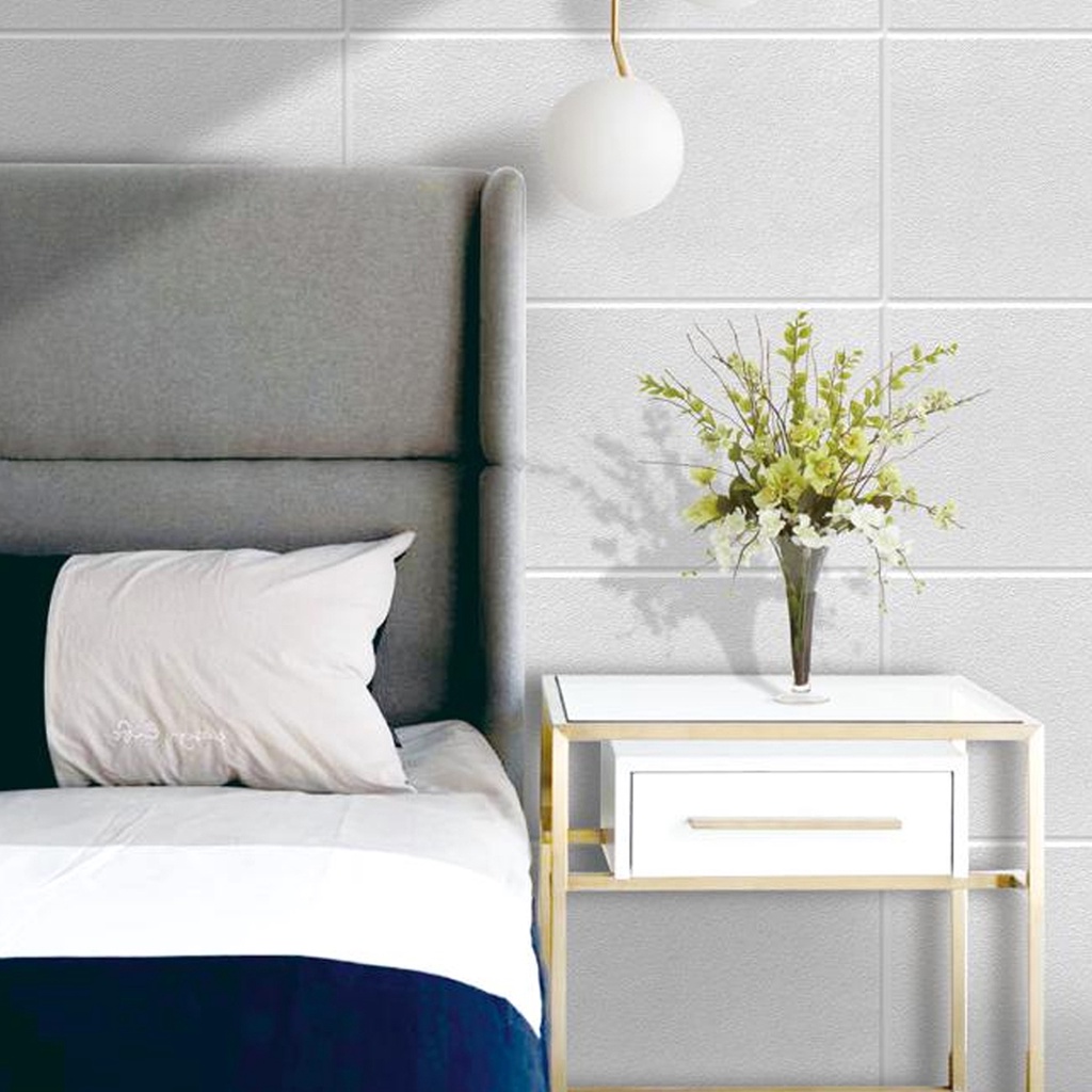 Painel Placa 3D Liso Revestimento Parede Autocolante Espuma Branco ...