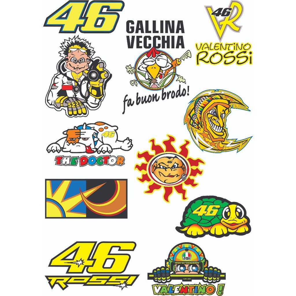 Adesivo Moto Gp Valentino Rossi Tamanho 28 X 40cm | Shopee Brasil