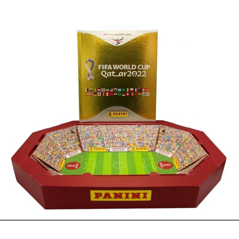 Kit Album copa do mundo (capadura dourada, mini estádio, 150 envelopes ...