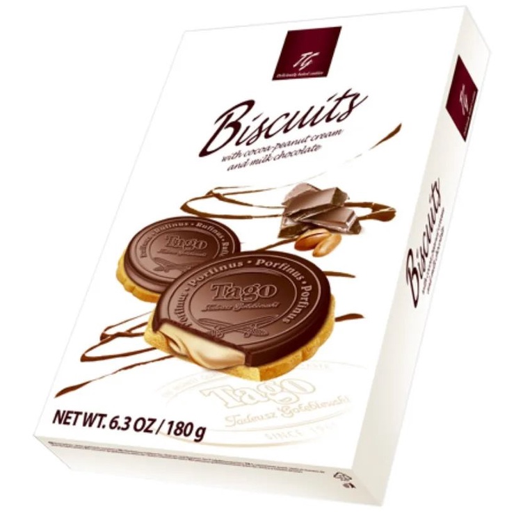 Biscoito TAGO Cobertura de Chocolate Recheio de Amêndoa 180g - Biscuits ...
