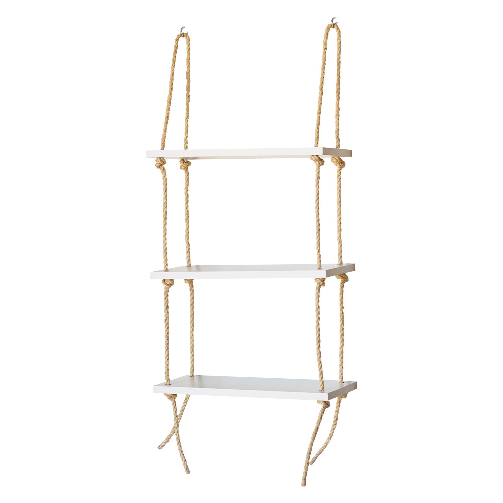 KIT 3 Prateleiras Estantes 40x15 MDF Branco Nicho Sala Quarto + Corda ...