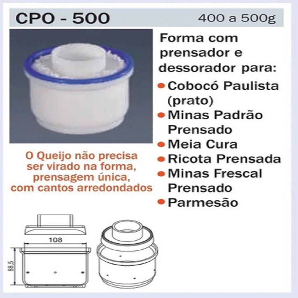 Forma Para Queijo Coboco Paulista Minas Padrao Cpo 500g injesul ...