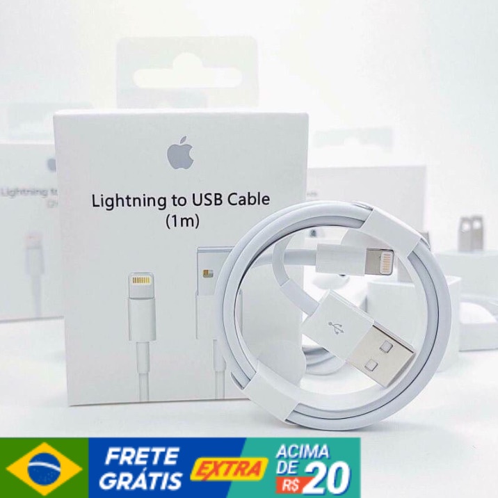 Cabo De iphone USB Carregador Lightning Usb Ft Original Em Caixa ...