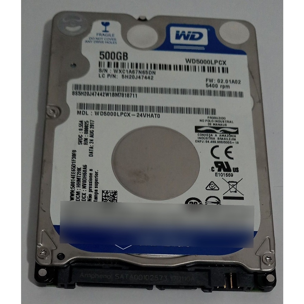 Hd Notebbok Pc Western Digital Blue Wd5000lpcx 500gb | Shopee Brasil