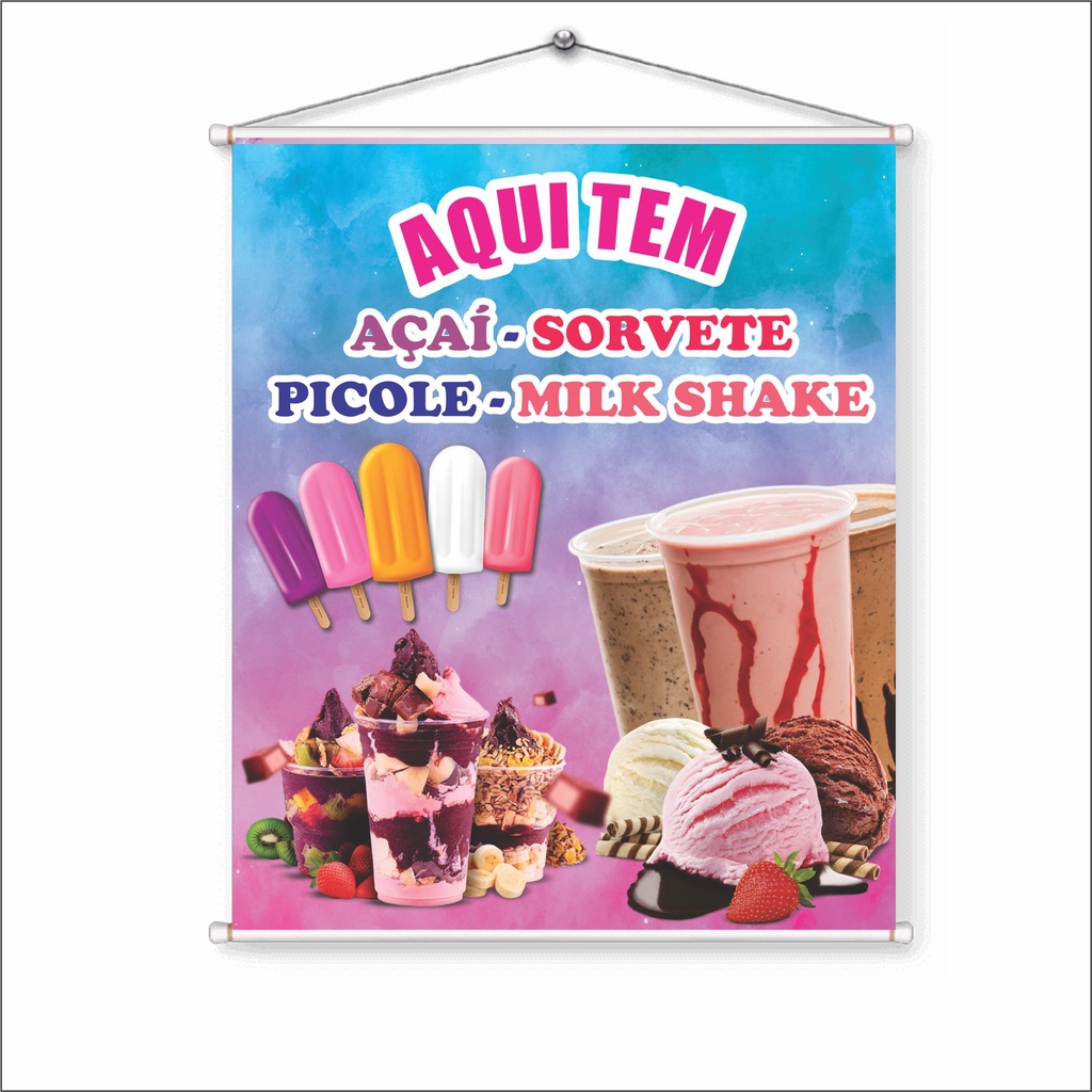 Banner Sorveteria Açaí, Picolé, Sorvete Milk Shake | Shopee Brasil