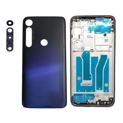 Tampa Traseira Aro Frame Moto G8 Plus Azul Original E Lente pronto ...