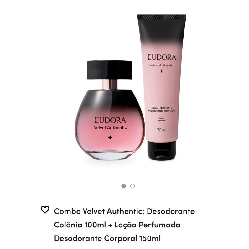 Eudora Combo Velvet Authentic: Desodorante Colônia 100ml + Loção ...