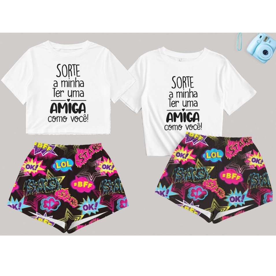 Pijama feminino blogueirinha personalizado amigas! | Shopee Brasil