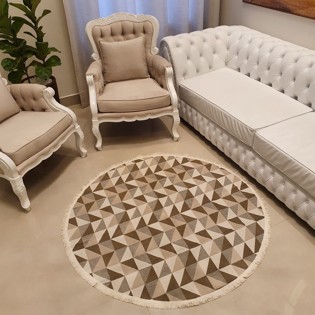 Tapete De Sala E Quarto Redondo 150x150 Com Antiderrapante | Shopee Brasil