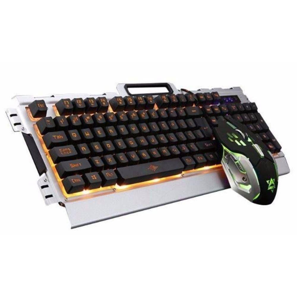Kit Metal Teclado A Prova D'água Gamer E Mause Caracteres De Alta ...