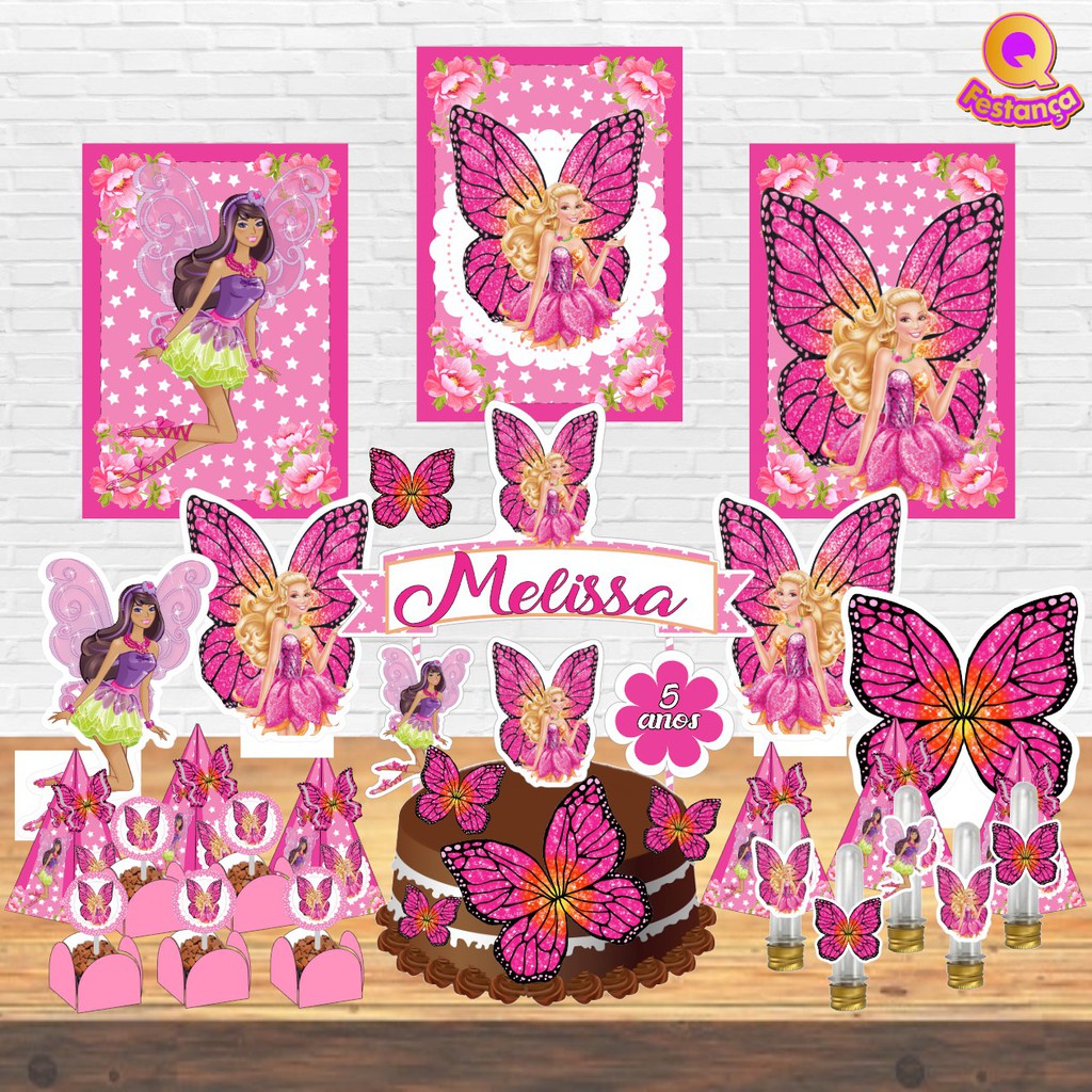 Kit Festa Pronta Barbie Butterfly *78 itens* | Shopee Brasil