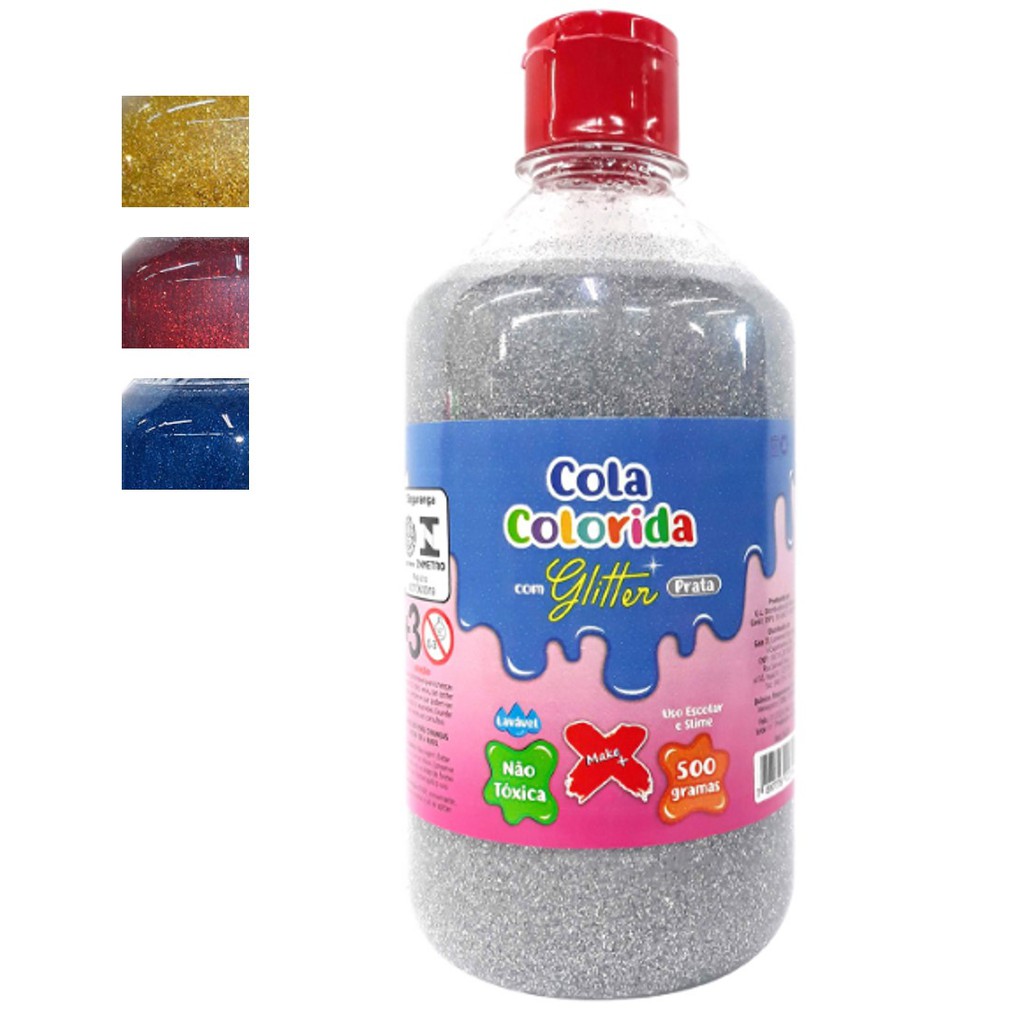 Cola Glitter 500g Colorida Slime Artesanato Recreativo | Shopee Brasil