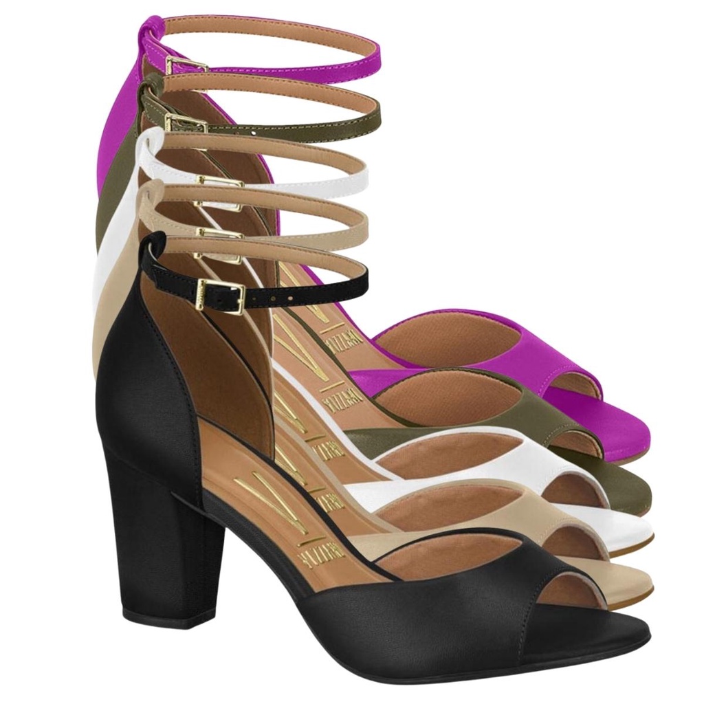 Sandalia Vizzano Feminina Salto Medio Grosso Palmilha Comfy Conforto ...