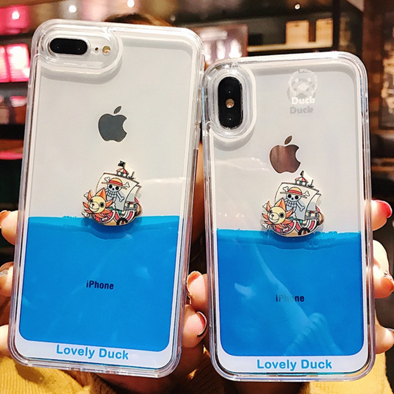 Navio pirata Patinho amarelo Líquido de areia movediça phone case ...