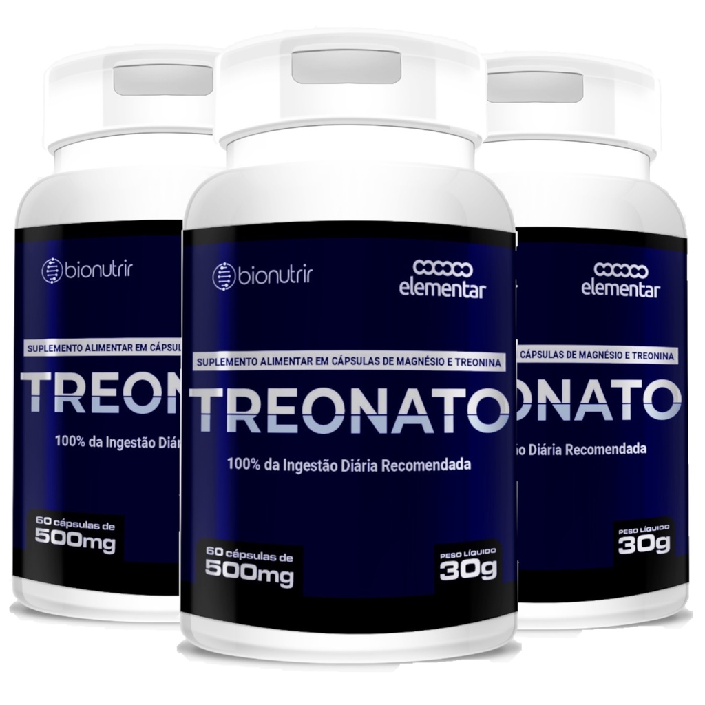 Kit 3 Magnesio Treonato 60 Cápsulas BioNutrir | Shopee Brasil