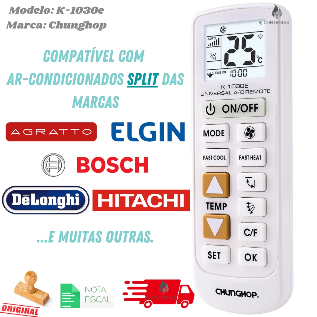 Controle Remoto Universal K-1030e para Ar Condicionado Bosch e muitas ...