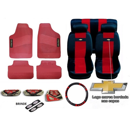 Kit Vermelho Capa Banco+volante+pedaleira+tapete P/ Celta+corsa ...