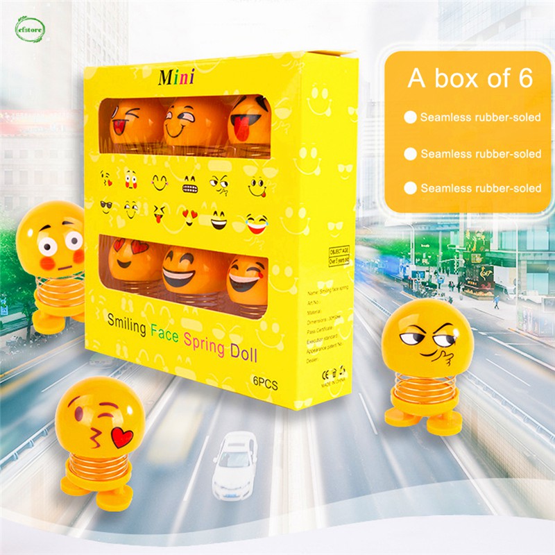 CF | 6 Pcs/Set Cute Emoji Mini Bonecas De Cabeça Agitadora Funny Smile ...