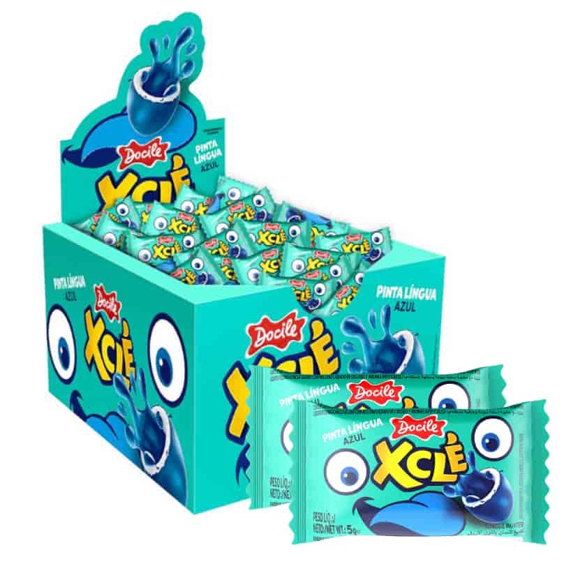 Chiclete Xclé Sabor Tutti-Frutti Cítrico Pinta Língua 200g (40 Unidades ...