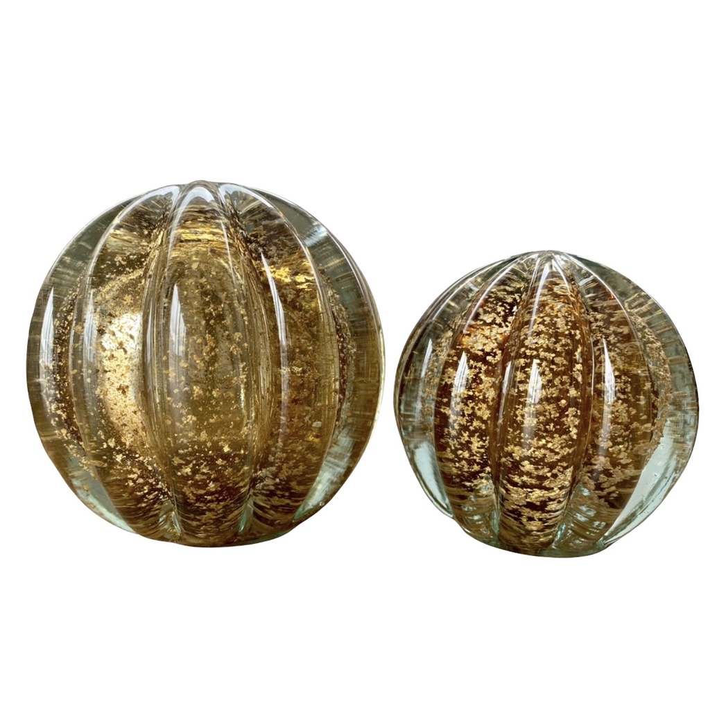 Conjunto de 2 Esferas Murano Na Cor Marrom com Dourado | Shopee Brasil